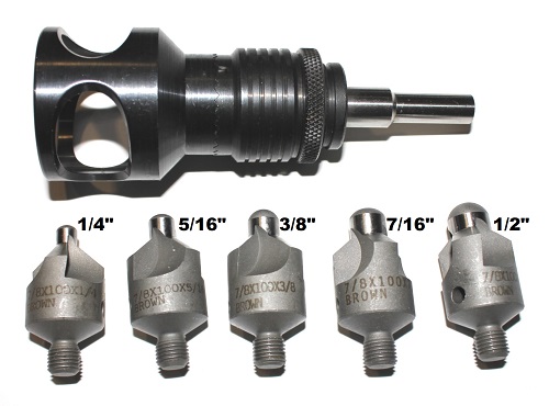 6 Piece JUMBO Countersink Cage & Cutter Kit - 3/8-24 Threads (Cage with ...